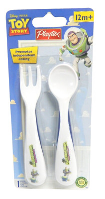 DISNEY PIXAR TOY STORY BUZZ LIGHTYEAR PLAYTEX CHILD SPOON & FORK - 12m ...