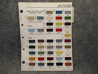 1980 ACME Automotive Finishes Japanese Car Color Guide Arrow Datsun Luv ...