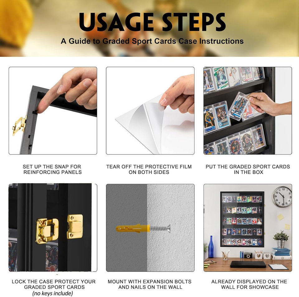 Baseball Graded Sport Card Display Case Large 40 Cards Display Case ...