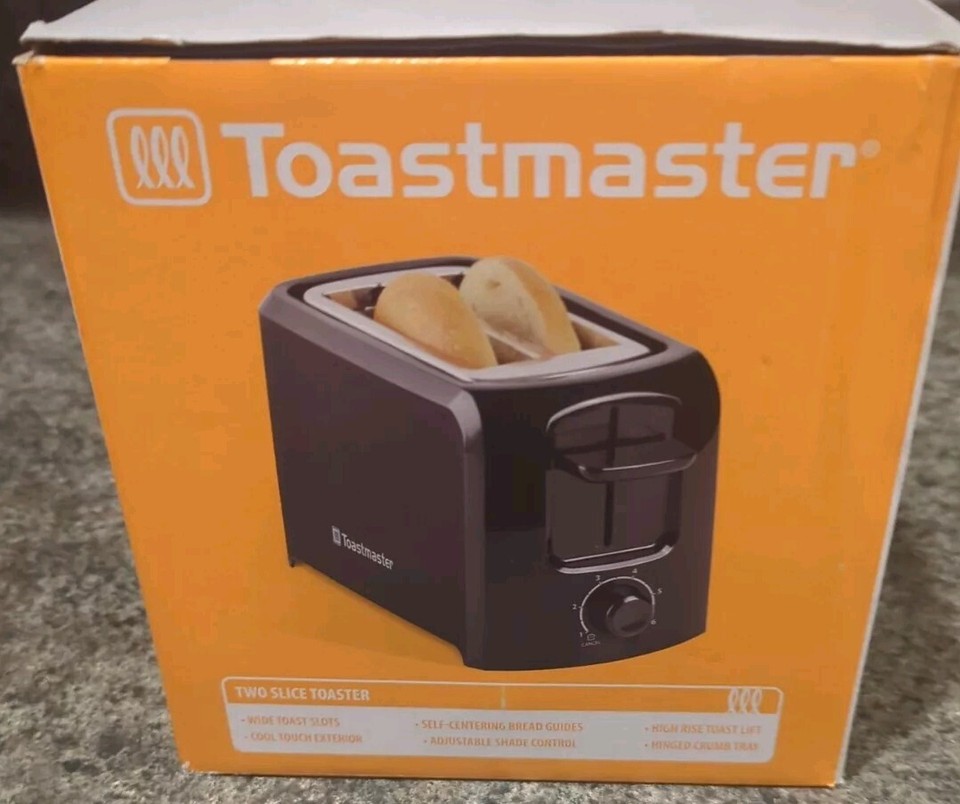 NEW in Box TOASTMASTER Wide slots High Rise 2-Slice Toaster Black TM ...