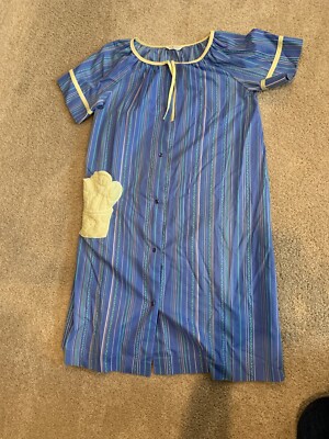 Duster Robe Housecoat Snap Front Blue Stripe House Dress Size Medium ...