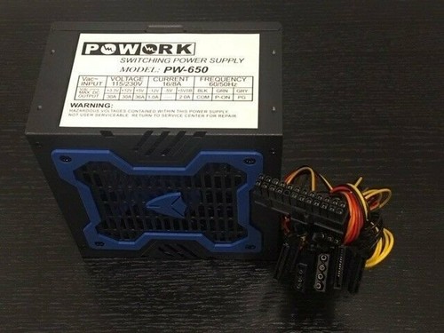 Brand NEW--Powork 650w-MAX BLUE 12cm Fan ATX Power Supply 20+4Pin SATA ...