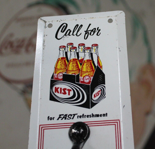 1950s CALL FOR KIST SODA 6 PACK DOOR PULL HANDLE PAINTED METAL SIGN 10 ...