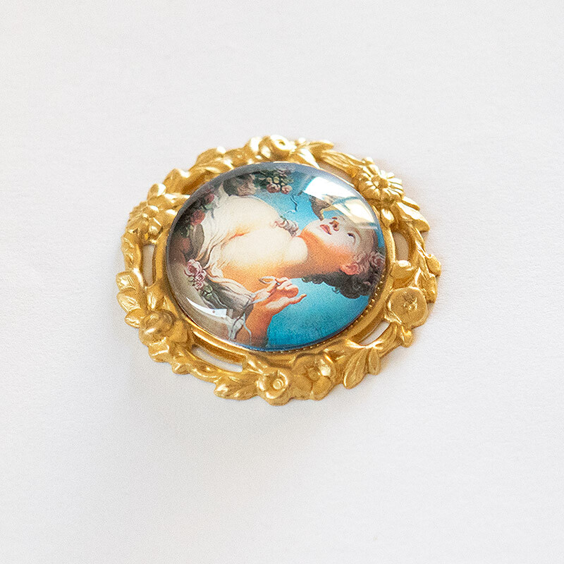 25mm Round Raw Brass Cameo Cabochon Setting Stamping Vintage Floral ...