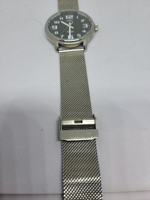 Timex T28071 Men's Large Easy Reader Black Leather Watch Indiglo ...