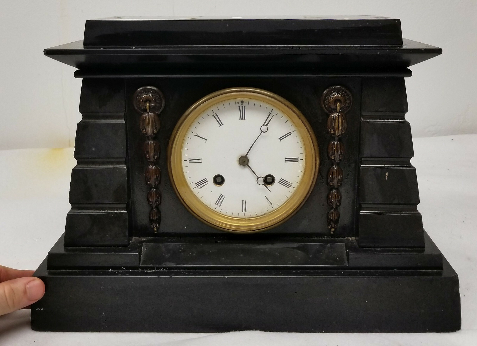 Antique Marble Slate Egyptian Revival Style Mantle Clock Jacobs and ...