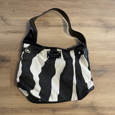 Kate Spade Zebra Hobo Patent leather and Canvas Shoulder Purse | eBay