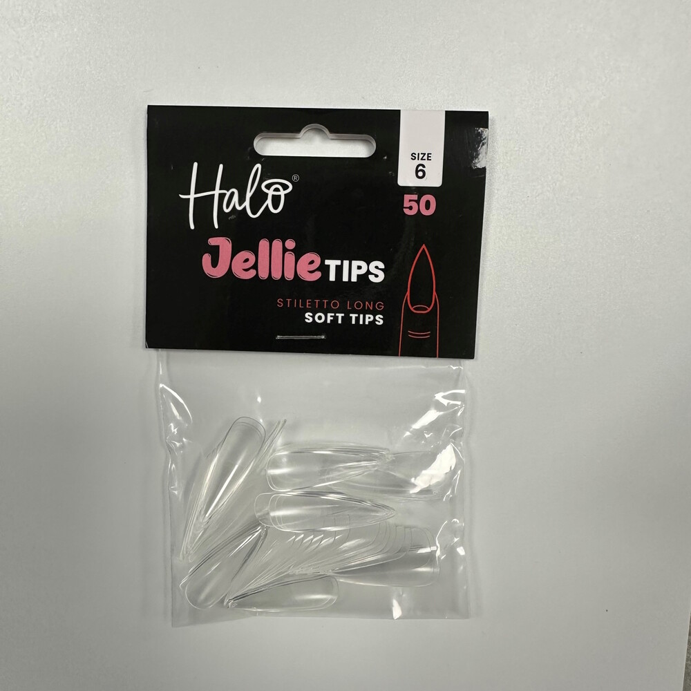 Halo Jellie Tips Stiletto LONG Soft Gel Nail Tips ALL SIZES and MIXED ...