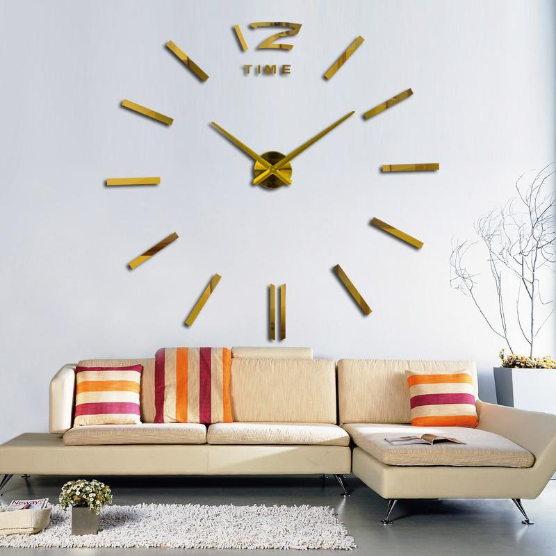 Big 3D Wall Clock Decal Sticker Huge Home DIY Large Room Watch Decor ...