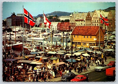 Postcard Bergen Norway The Fish Market | eBay