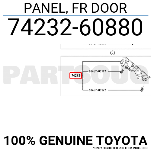 7423260880 Genuine Toyota PANEL, FR DOOR 74232-60880 | eBay
