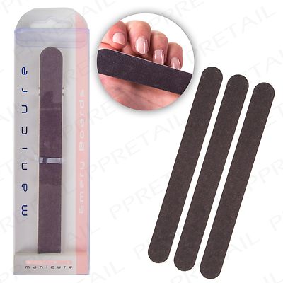 3Pc SALON QUALITY NAIL FILE SET Beauty Therapy Emery Board Manicure ...
