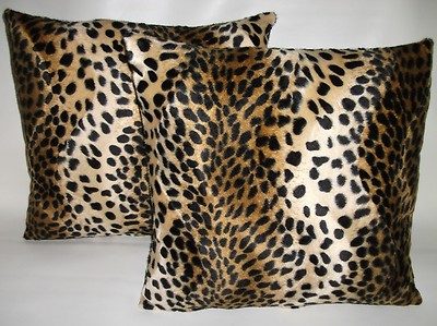 2 Faux Fur Soft Velboa Leopard Design Cushions 16" 18" 20" with Inner ...