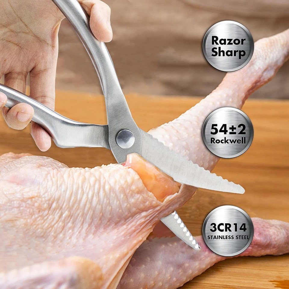 🔥 Poultry Shears Heavy Duty Kitchen Anti-Slip Handle & Safety Lock ...