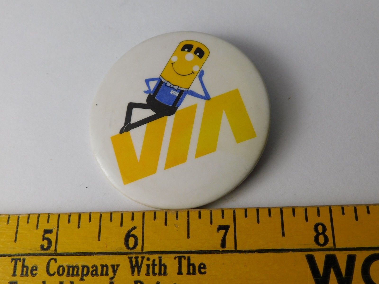 VIA TRAIN RAILWAY RAILROAD BUTTON PIN ADVERTISING TRAVEL MASCOT LOGO | eBay