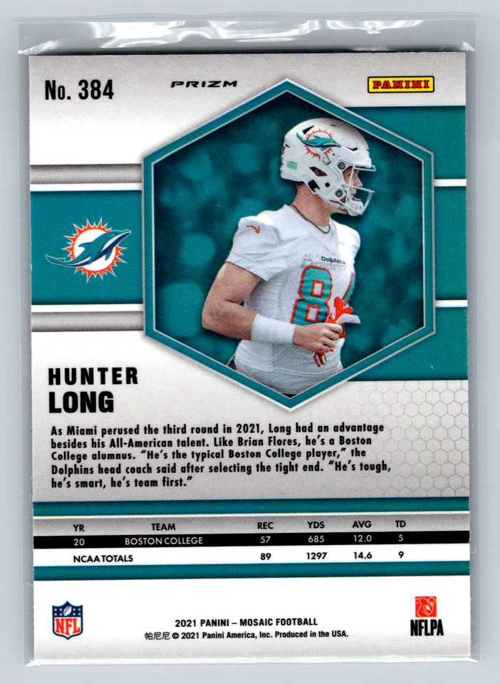2021 Panini Mosaic #384 Hunter Long Blue Reactive Mosaic Rookie | eBay