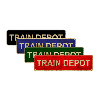 Train Depot Street Sign Train Railway Station Railroad Vintage Décor ...