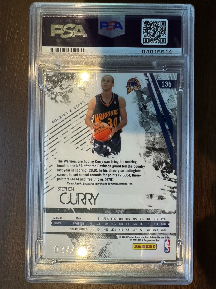 2009-10 Rookie And Stars Stephen Curry Rookie Patch Auto PSA 8 + #d/499 ...