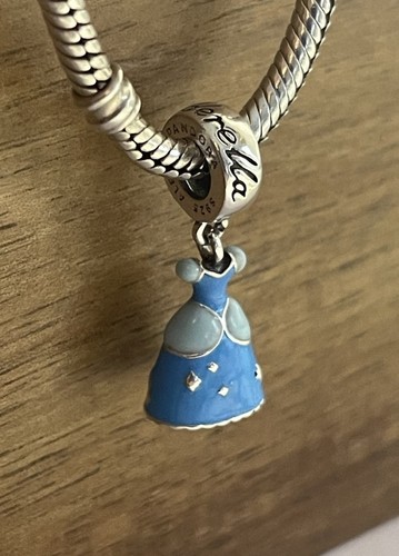 Pandora S925 Silver Charm, Disney Princess Cinderella Dress Dangle ...