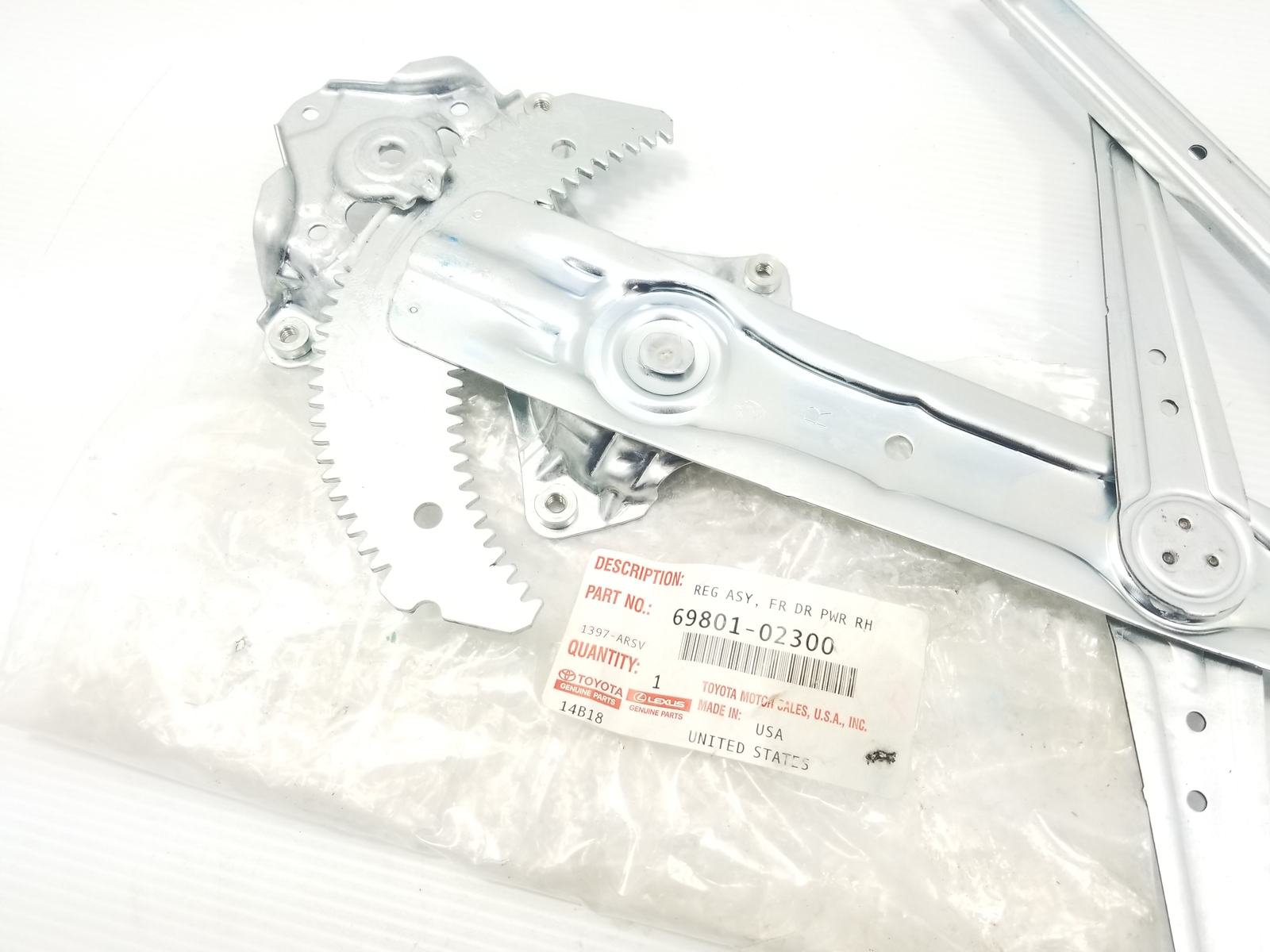 Genuine OEM Toyota 69801-02300 Frt RH Window Regulator Corolla ...