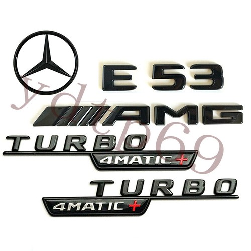 E53 SEDAN AMG TURBO 4MATIC+ Rear Star Emblem Black Badge Combo Set For ...