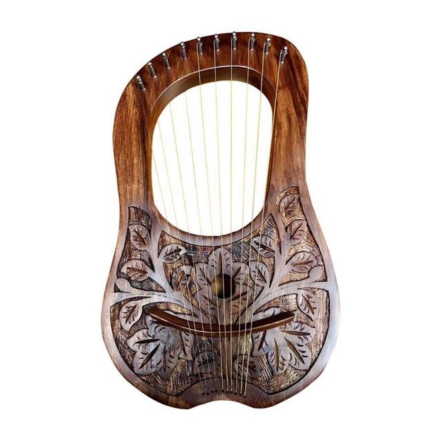 Lyre Harp 10 Strings Rosewood Hand Engraved with free key and bag | eBay