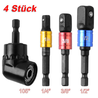 4x Winkelschrauber Vorsatz Stecknuss Verlängerung Adapter Bit Set 1/4" 3/8" 1/2" | eBay
