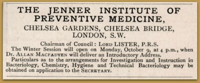 1899 The Jenner Institute of Preventive Medicine Chelsea Gardens Print ...