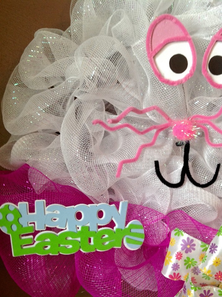 Easter deco mesh Wreath, Spring deco mesh Wreath, Easter bunny Wreath ...