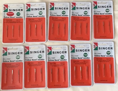 10 PKS NEW SINGER BALL POINT YELLOW BAND SEWING MACHINE NEEDLES 2045 ...