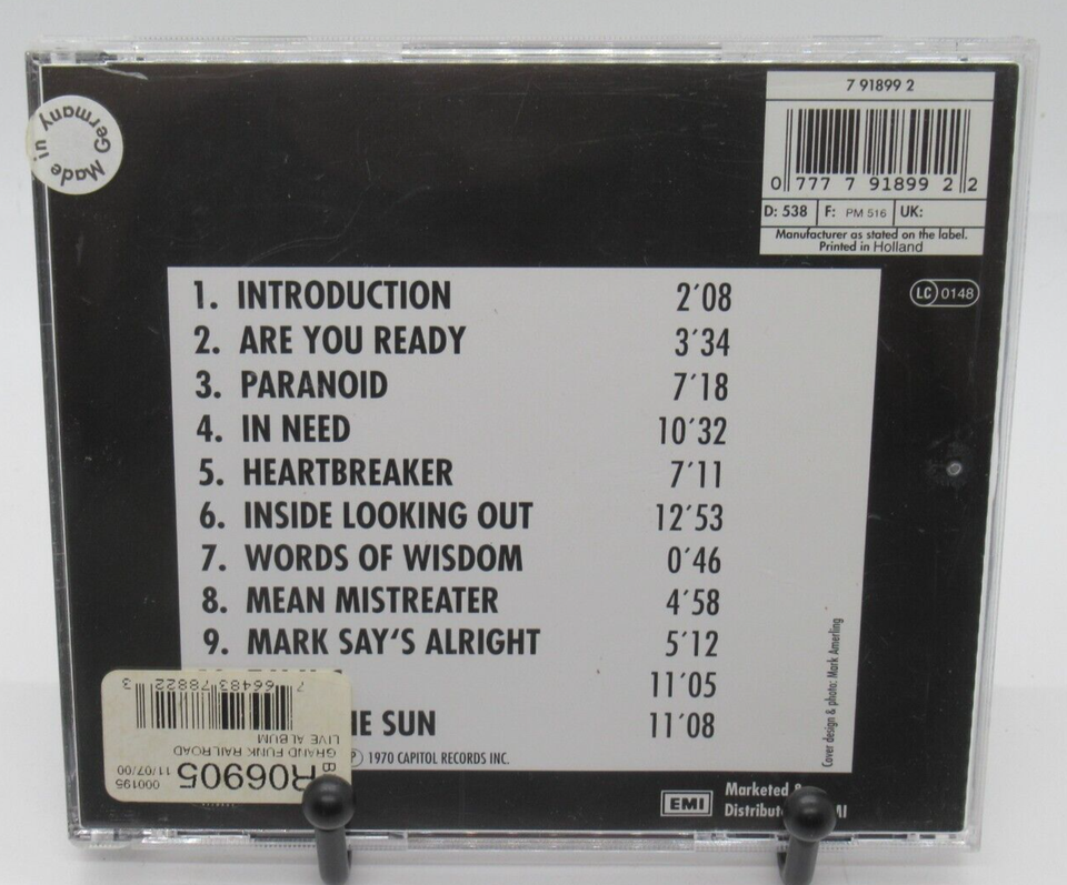 GRAND FUNK RAILROAD: LIVE ALBUM MUSIC CD, 11 GREAT TRACKS, EMI/CAPITOL ...