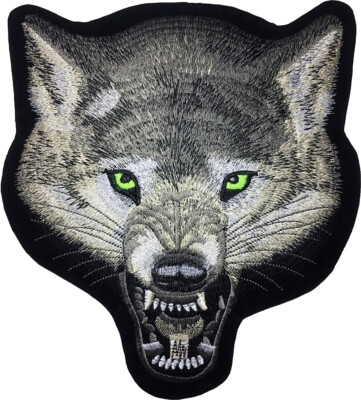 LARGE SIZE WOLF HEAD FOX ROARING Biker Jacket Vest Embroidered Sew Iron ...