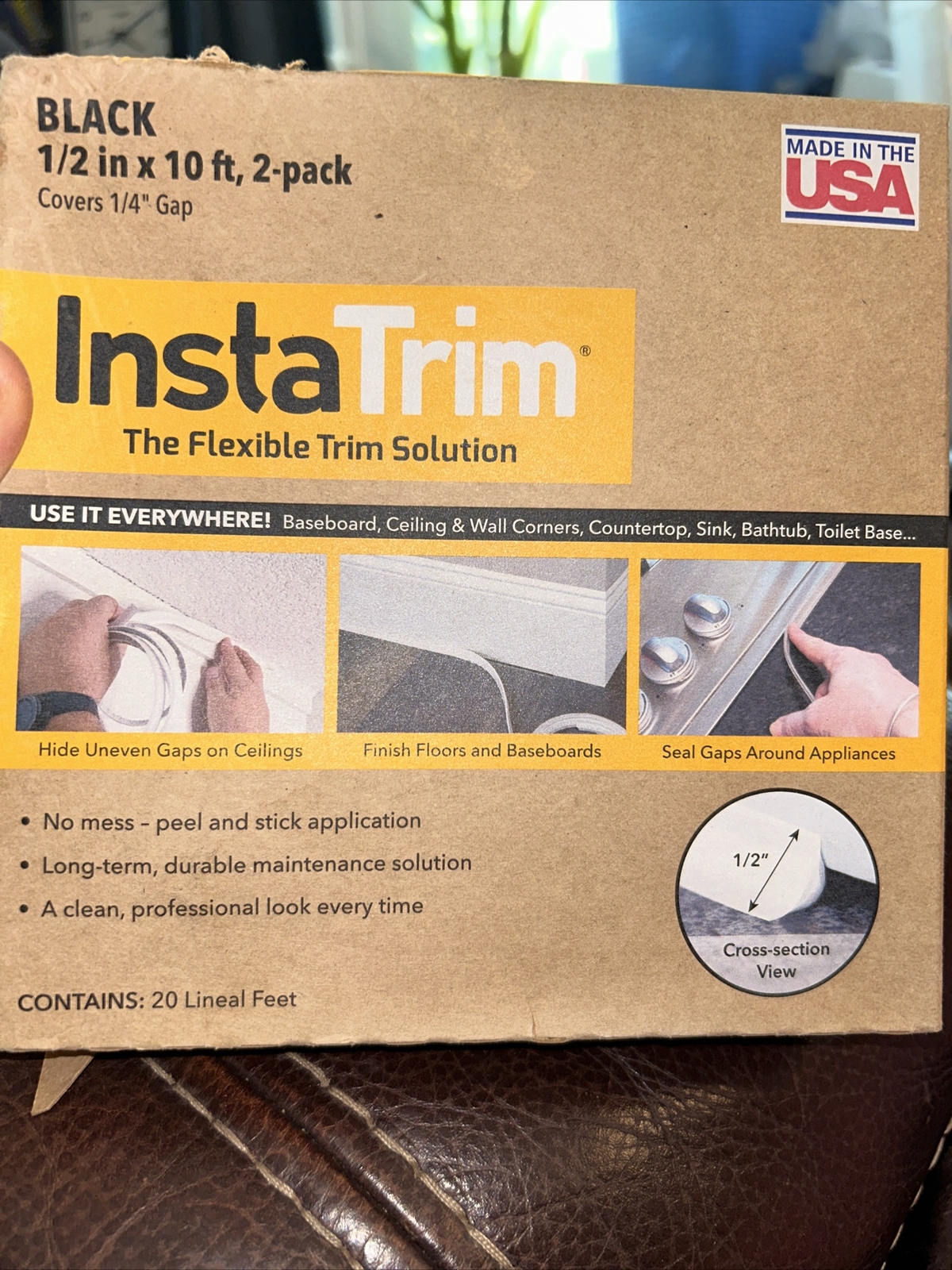 Instatrim 1 2 Inch Covers 1 4 Gap Flexible Self Adhesive Trim Strip