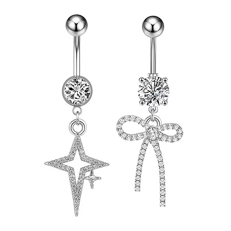 1pc Stainless Steel Belly Ring Snake Shaped Bow Crystal Navel Belly Button RinSV | eBay