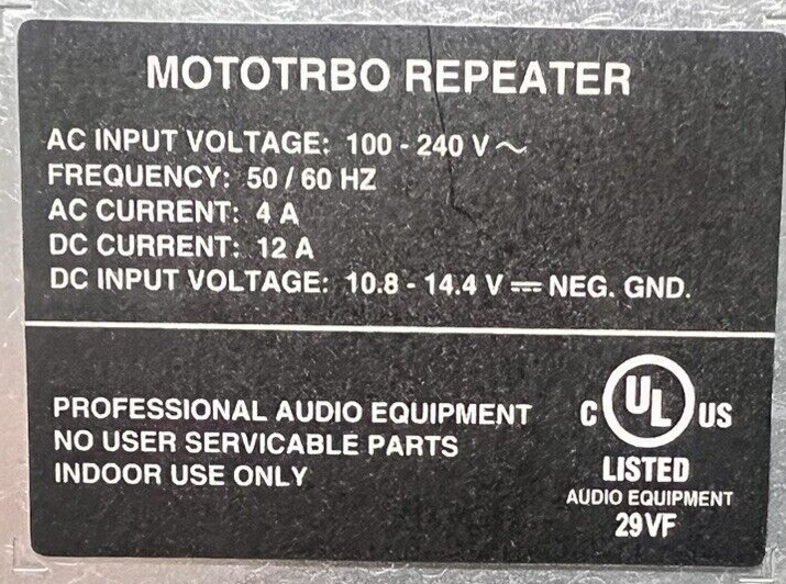 Motorola XPR8400 UHF 450-512 MHz 1-48 Watts REPEATER M27TRR9JA7BN AND ...
