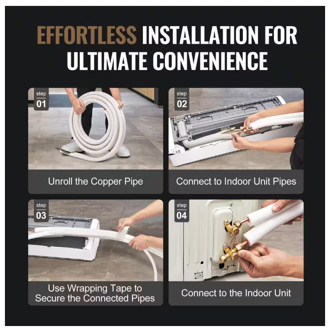 Vevor insulated 50ft Mini Split a/c Line Set Size 3/8 in. & 5/8 in O.D ...