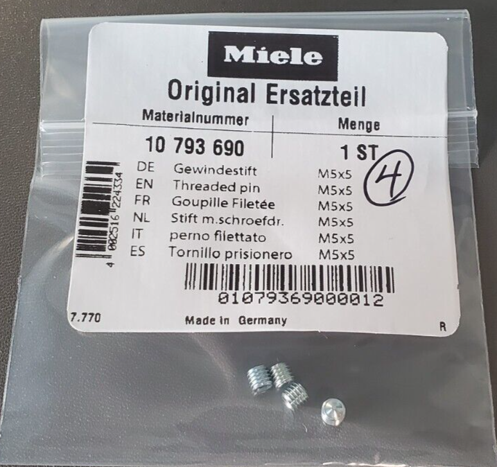 Miele Threaded pin M5x5 Set Screws for Dishwasher Handle. Part ...