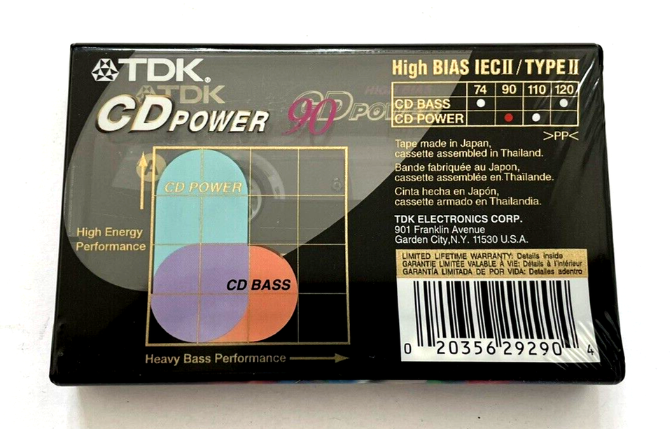 TDK CD power 90 vintage audio cassette blank tape sealed Made in Japan ...
