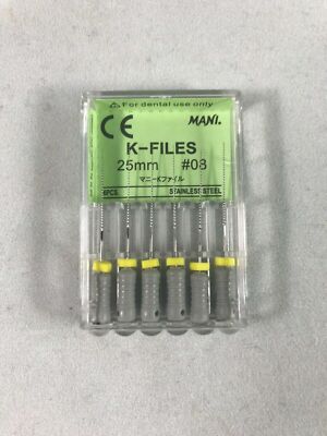 Mani Dental Root Canal Endo Stainless Steel K-files 25mm Size #08 ...
