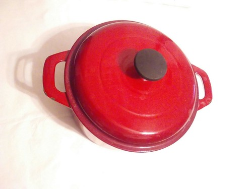 Vintage Red Enameled Tramontina 5.5qt. * 5.2L Heavy Duty Metal Pot With ...