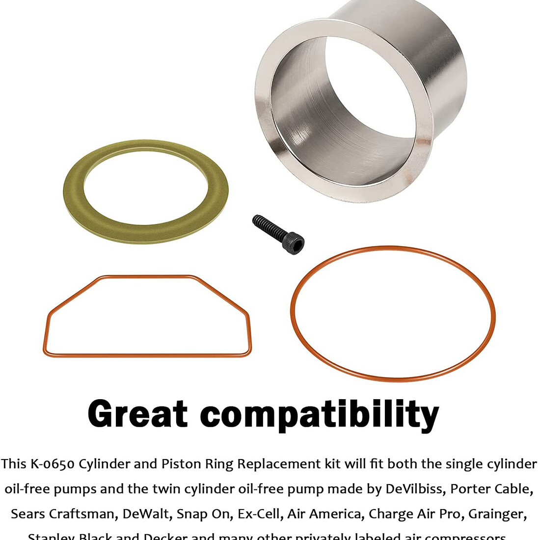 Air Compressor Cylinder Sleeve Ring Kit For Craftsman DEWALT PORTER ...