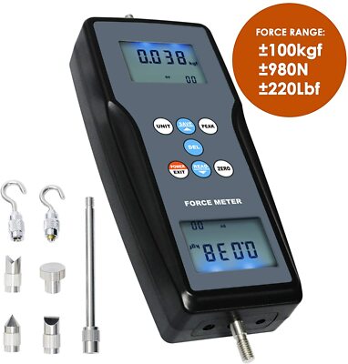 Force Gauge Digital Push Pull Tester Force Meter Dynamometer 100kgf ...