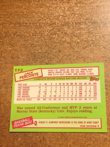 1985 Topps Tiffany Baseball # 172 Jack Perconte | eBay.de