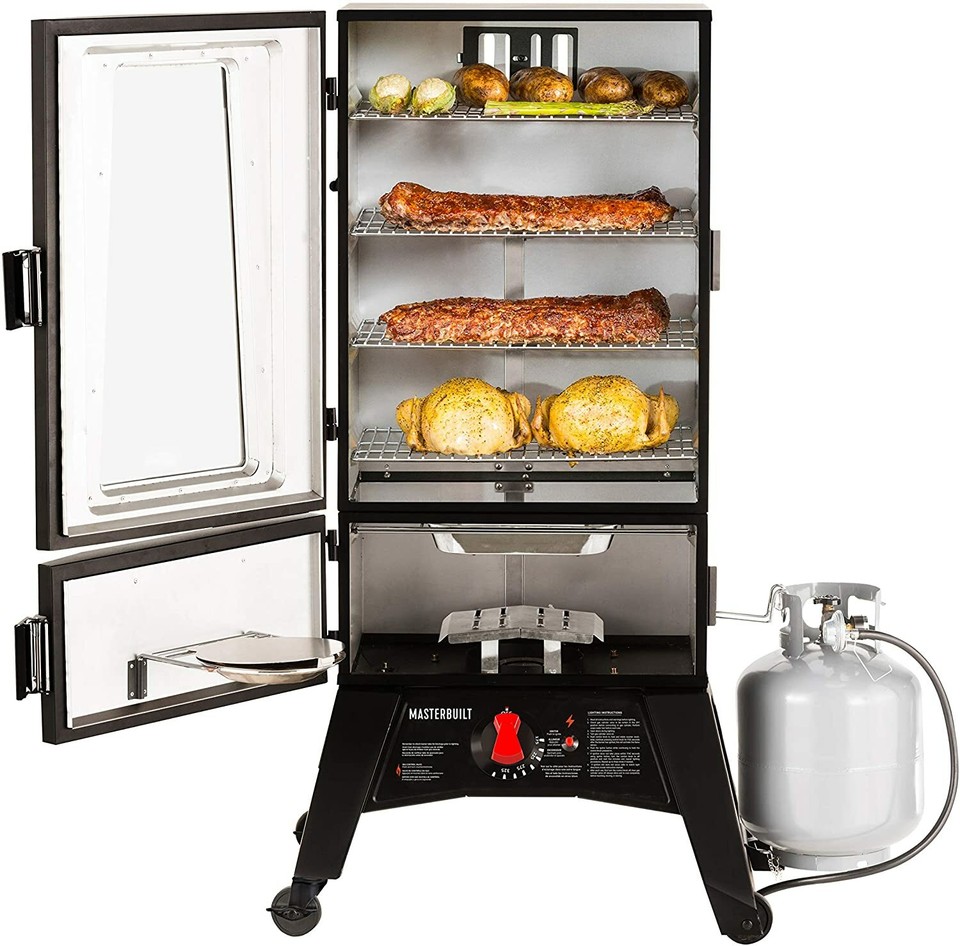 Masterbuilt Vertical Propane Gas Backyard 15,750 BTU Barbecue Meat Wood ...