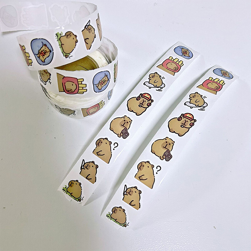 500Pcs Cartoon Cute Capybara Sticker Roll for Phone Helmet Laptop ...