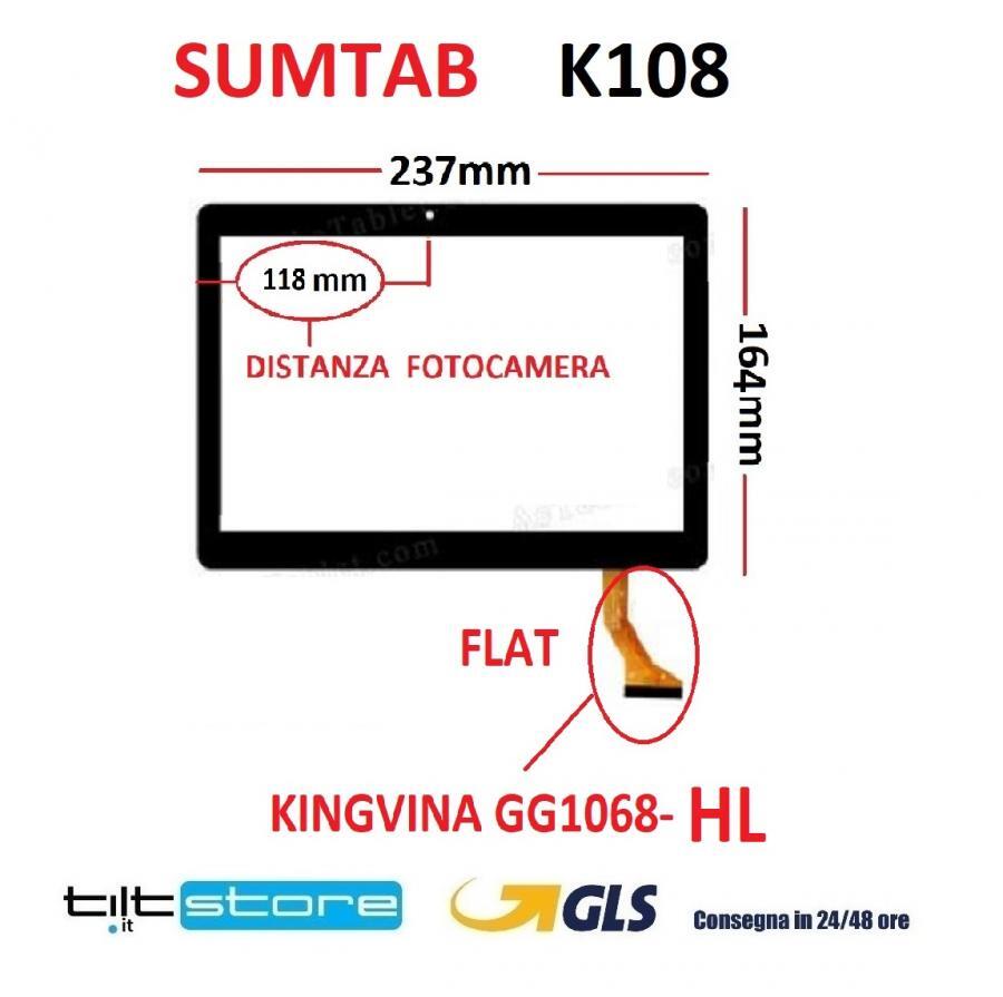 VETRO TOUCH SCREEN SUMTAB K108 FLAT KINGVINA GG1068-HL SCHERMO NERO | eBay