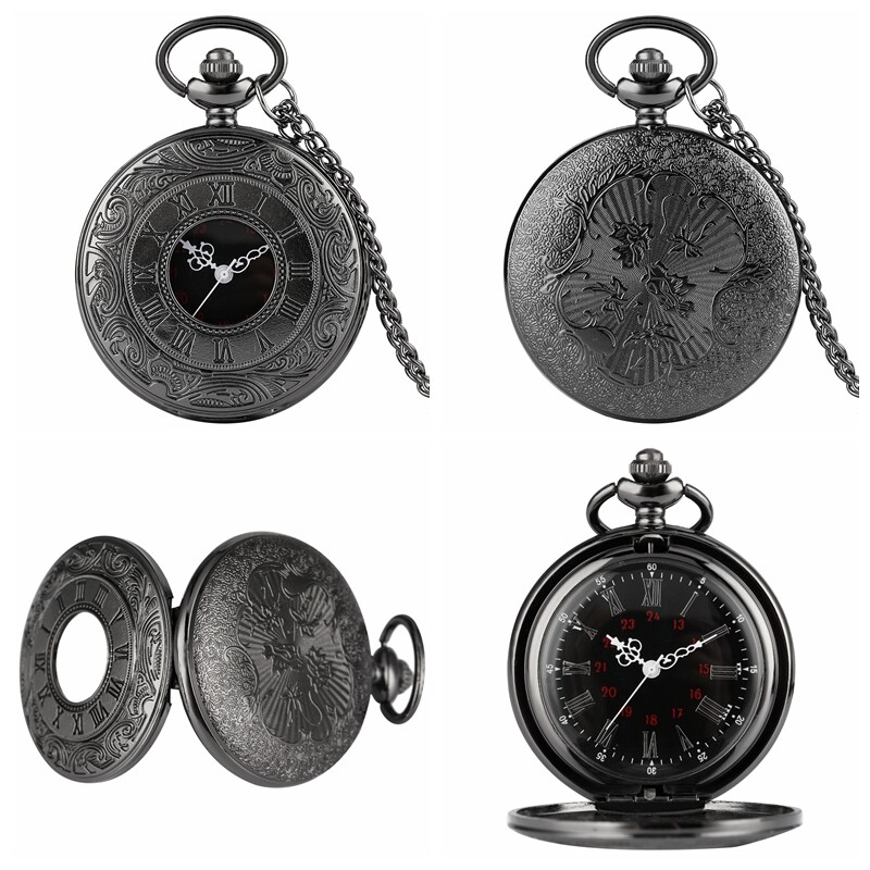 Steampunk Quartz Analog Pocket Watch with Necklace Chain for Women Men ...