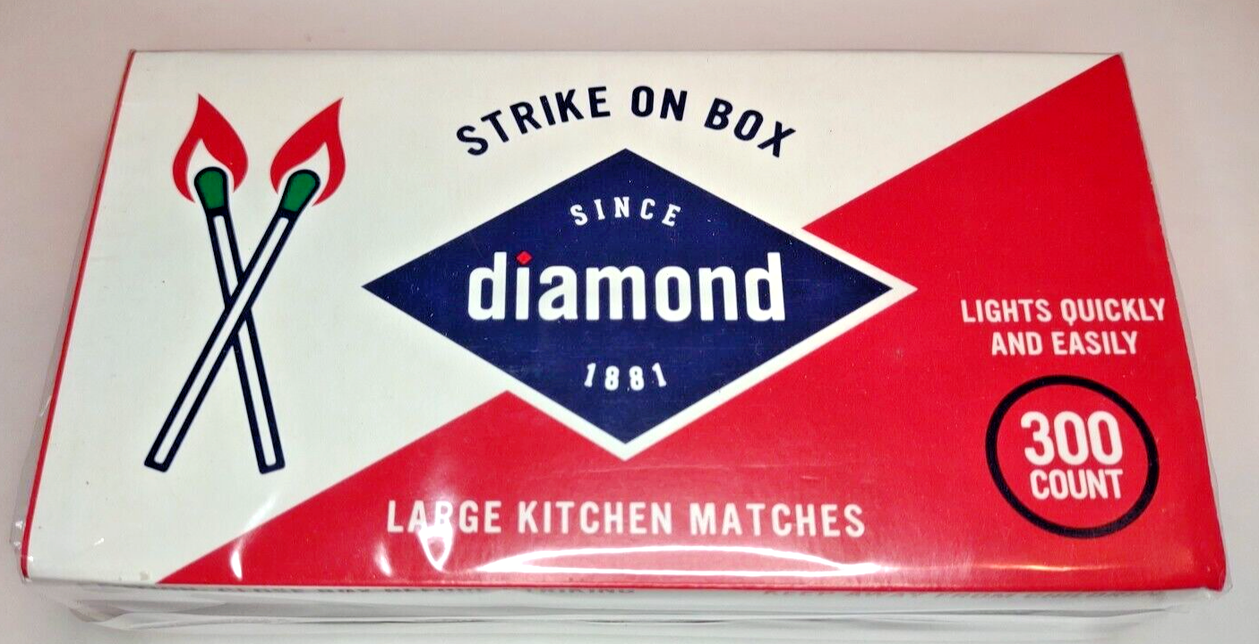 Diamond Large Wooden Kitchen Matches 300ct, Sealed, Green Tip, Free ...