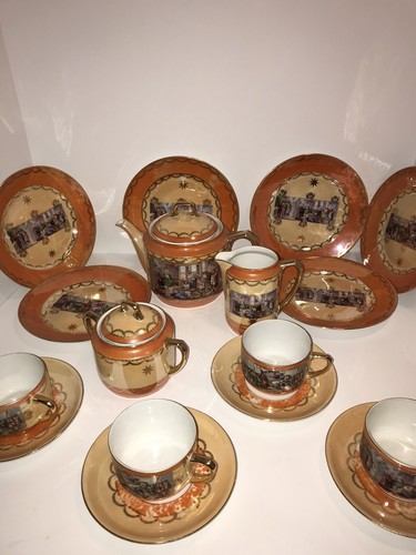1920’s Lusterware Roman Bazaar orange 19 piece made in Germany luncheon ...