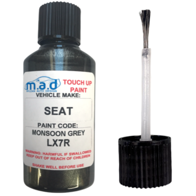 SEAT MONSOON GREY LX7R / X7R PAINT TOUCH UP KIT BOTTLE BRUSH 30ML LEON ...